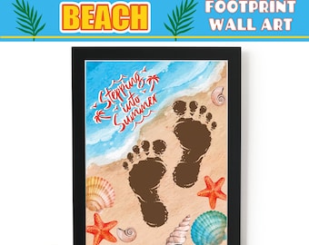 Summer Beach Footprint Craft, Printable Footprint Art, Daycare Activity ...