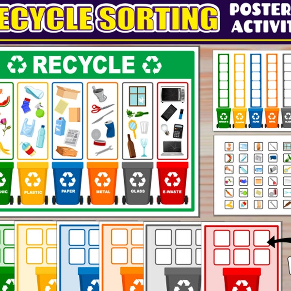 Recycle Sorting Activity Recycling Poster Earth Day PRINTABLE Recycling ...