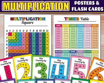 Multiplication Chart + Times Table Posters + Skip Counting Flash Cards ...