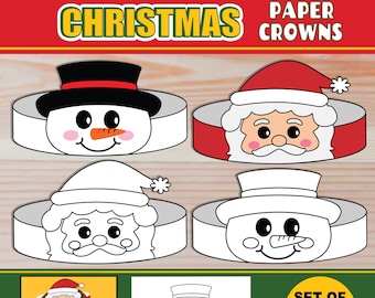 Christmas Snowman Crowns PRINTABLE Paper Hat Headbands Craft Activity ...
