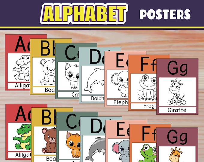 Pastel Rainbow Alphabet Posters A–Z | ABC Animal Flashcards | Classroom ...