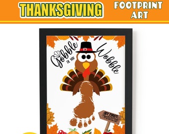 Turkey Footprint Craft Printable Thanksgiving Kids and Baby - Etsy