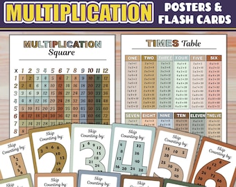 Multiplication Chart Times Table Posters Skip Counting | Etsy Canada