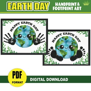 Earth Day Handprint and Footprint Art Craft | PRINTABLE Earth Day ...