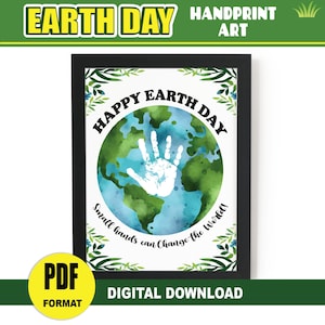 Earth Day Handprint Art Craft | PRINTABLE Earth Day Change the World ...