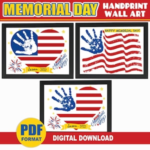 Memorial Day Handprint Wall Art | BUNDLE - SET of 3 American Flag ...
