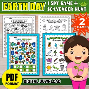 Earth Day Scavenger Hunt + Earth Day I Spy PRINTABLE Games | Earth Day ...