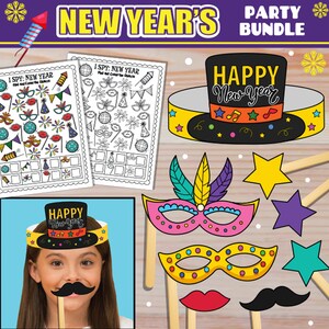 New Year’s Crafts and Activities | I Spy Game + Paper Hat + Photo Booth ...