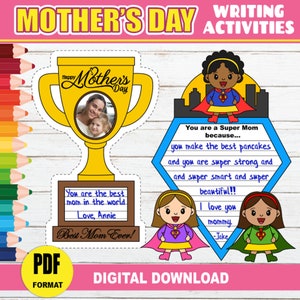 Mother's Day Crafts and Activity | Coloring Cards Super Mom & Best Mom ...