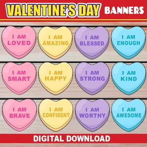 Conversation Hearts PRINTABLE Banner | Candy Sweethearts Positive ...