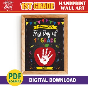 First Day of 1st Grade Handprint Art | PRINTABLE Sign | Keepsake Gift ...