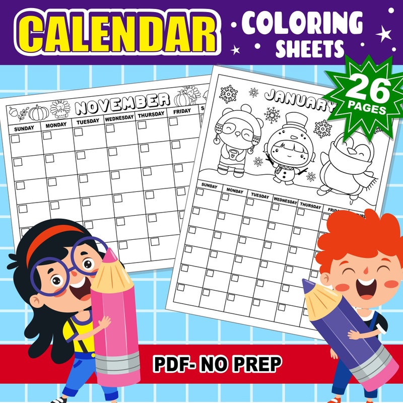 Printable Calendar for Kids - Etsy