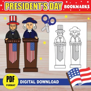 President's Day PRINTABLE Bookmarks for Kids | President's Day ...