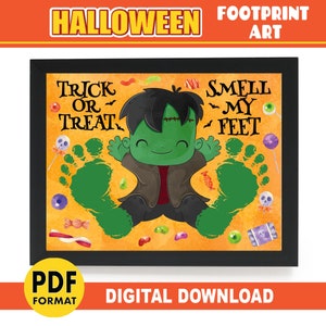 Halloween Footprint Art | Frankenstain Footprint Craft |happy Halloween ...