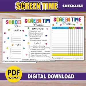Printable Screen Time Checklist | Screen Time Rules Chore Chart ...