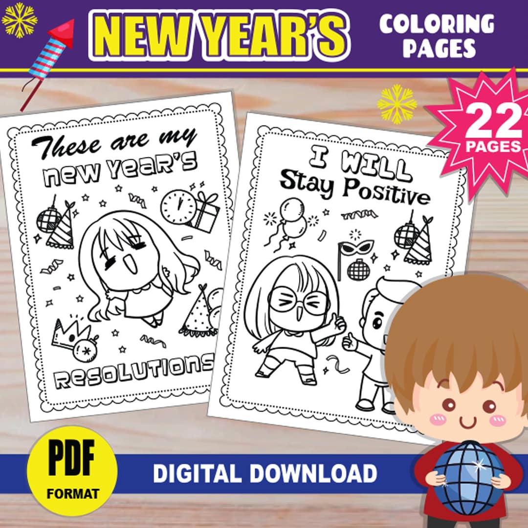 New Year's Eve Coloring Pages for Kids | New Year’s Resolutions ...