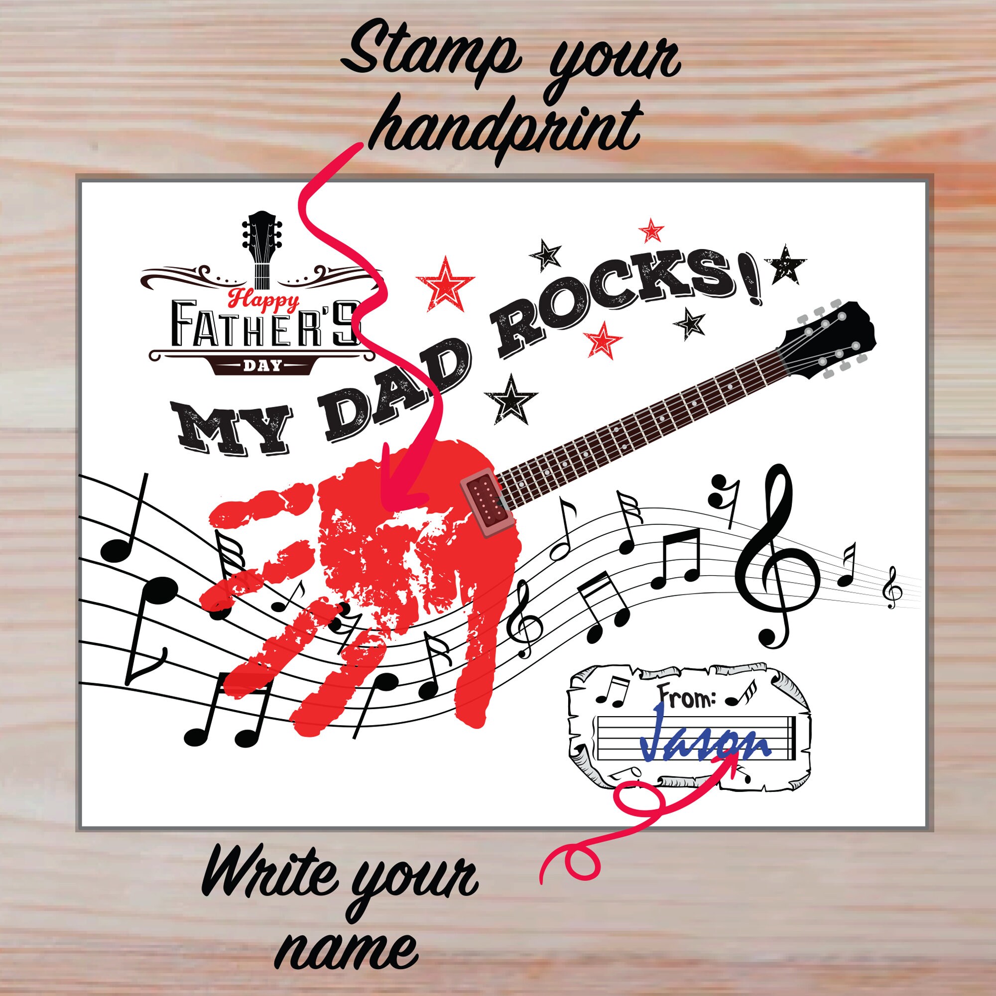 Father's Day Handprint Art Electric Guitar Handprint - Etsy