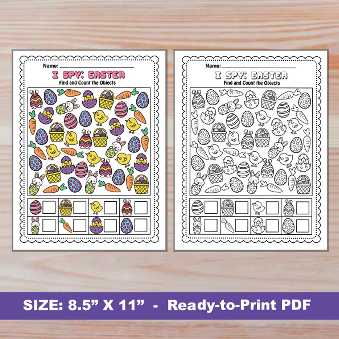 I Spy EASTER Game Easter PRINTABLE Activities Look Count & - Etsy
