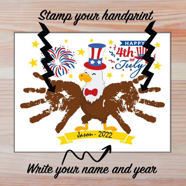4th of July Handprint Art Eagle Crafts PRINTABLE Handprint Keepsake ...