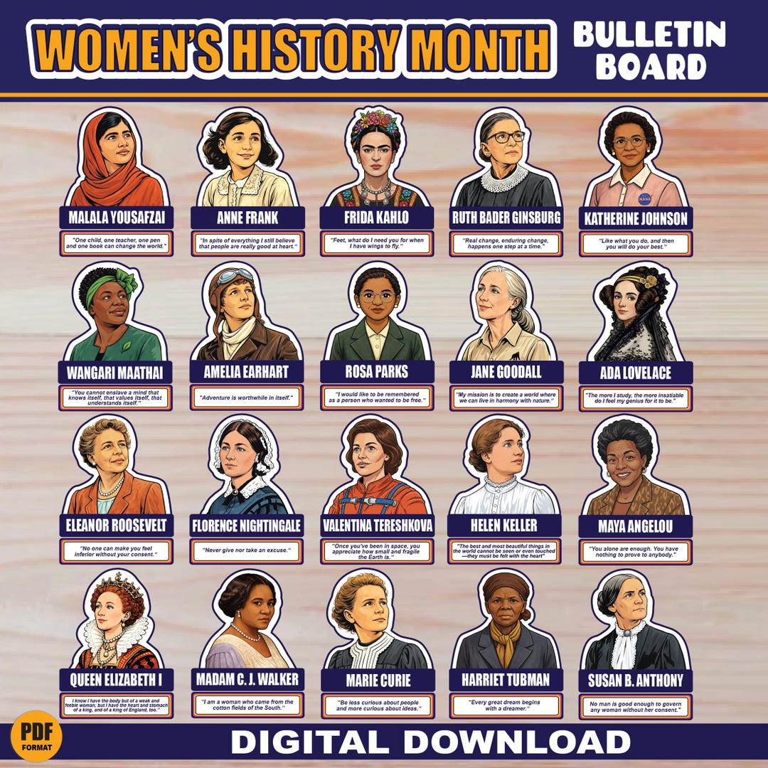 Women's History Month Bulletin Board Decor | 20 Inspiring Influential ...