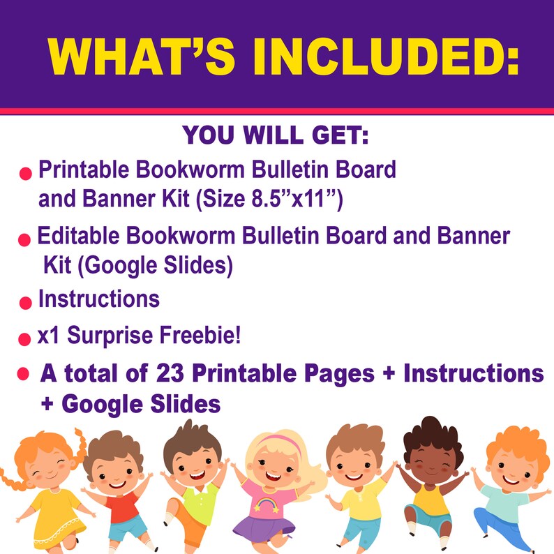 Printable Reading Bulletin Board Display Bookworm (Download Now) - Etsy