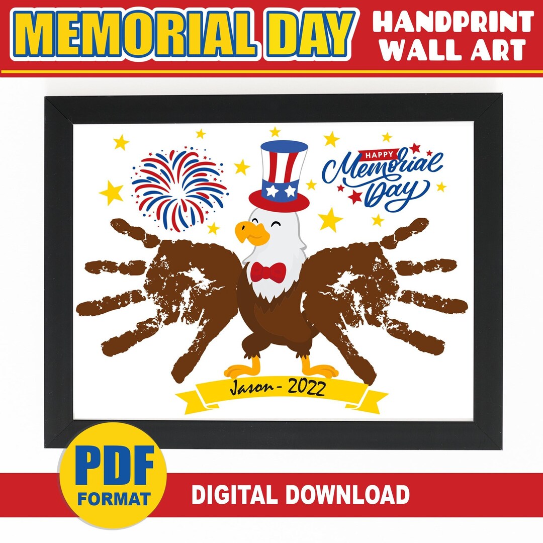 Memorial Day Handprint Wall Art | American Bald Eagle | PRINTABLE ...