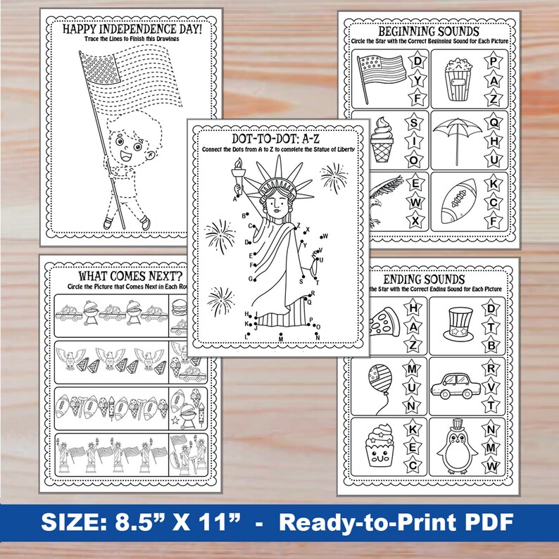 4th of July Activity Pack for Kids Independence Day Worksheets and ...
