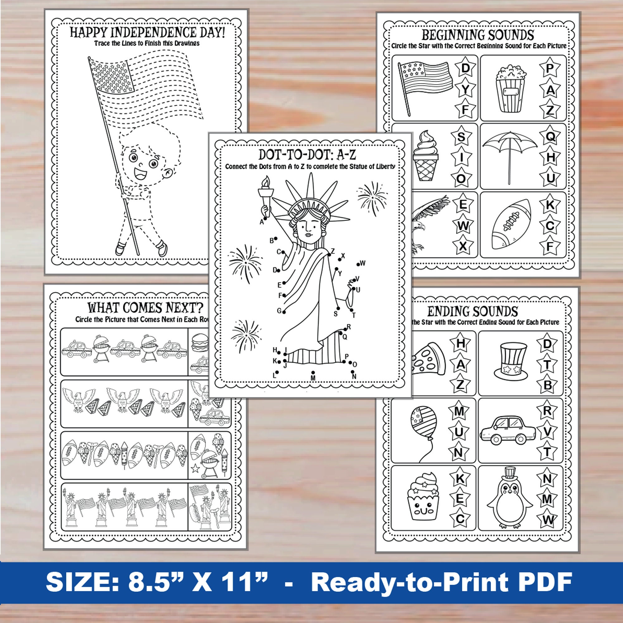 4th of July Activity Pack for Kids Independence Day Worksheets and ...