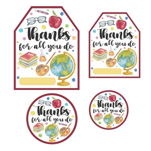 Teacher Appreciation Gift Tags | Thanks for All You Do Gift Tag Cards ...