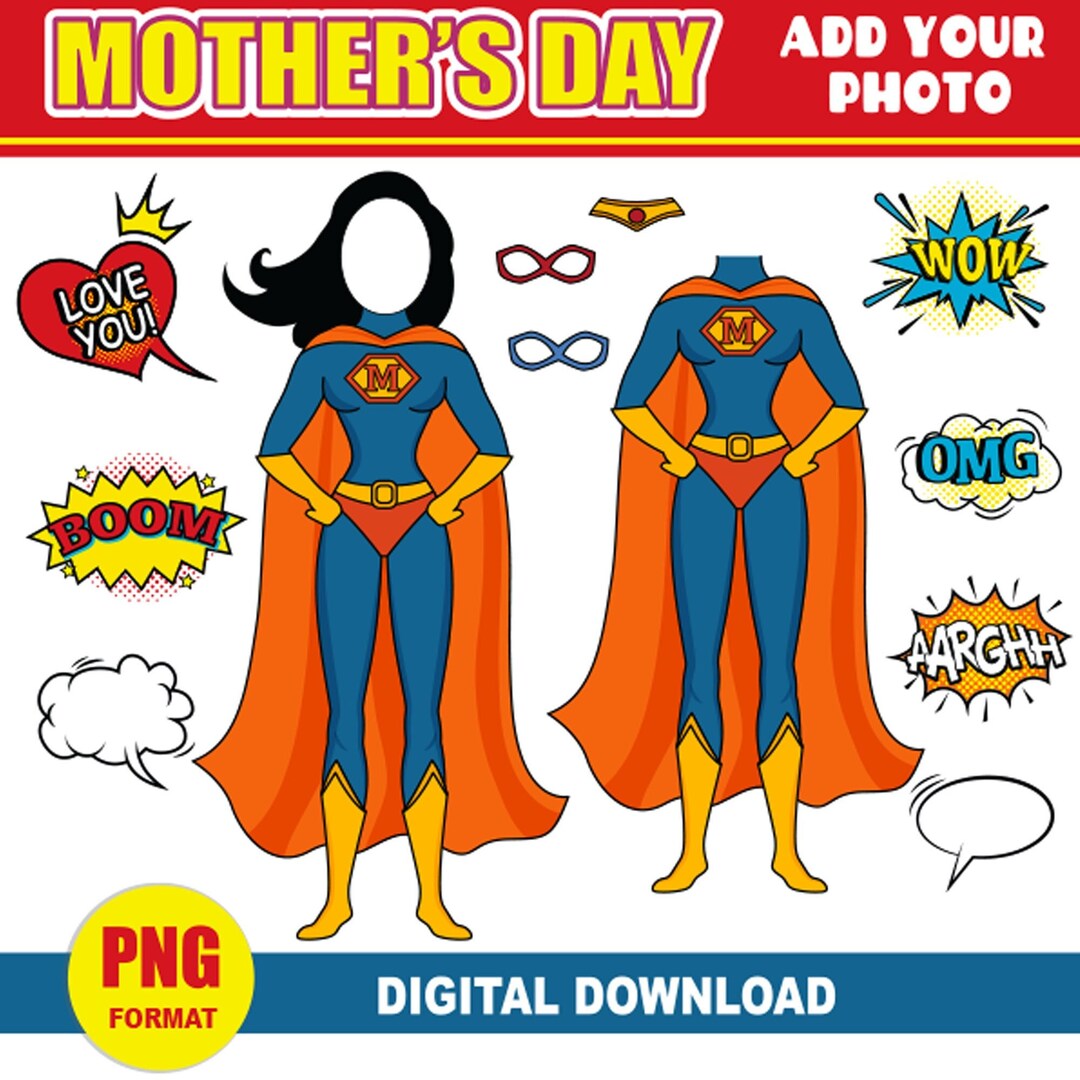 Supermom Add Your Own Photo Picture | PNG Super Mom Clipart | Crafts or ...