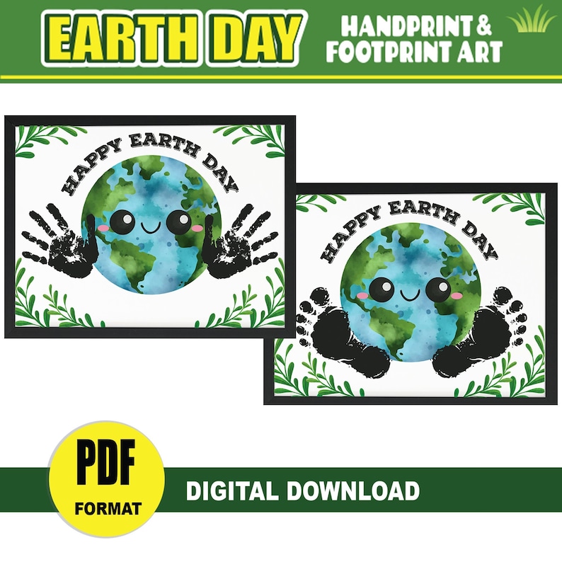 Earth Day Handprint and Footprint Art Craft PRINTABLE Earth Day ...