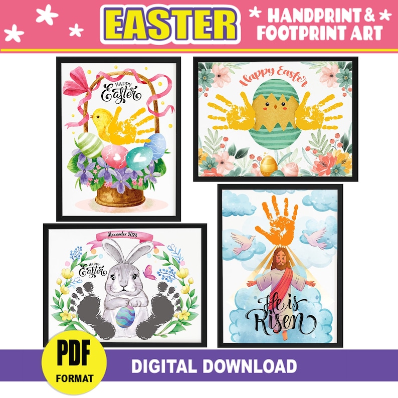 Easter Handprint Art BUNDLE PRINTABLE Happy Easter Activity Crafts Baby ...