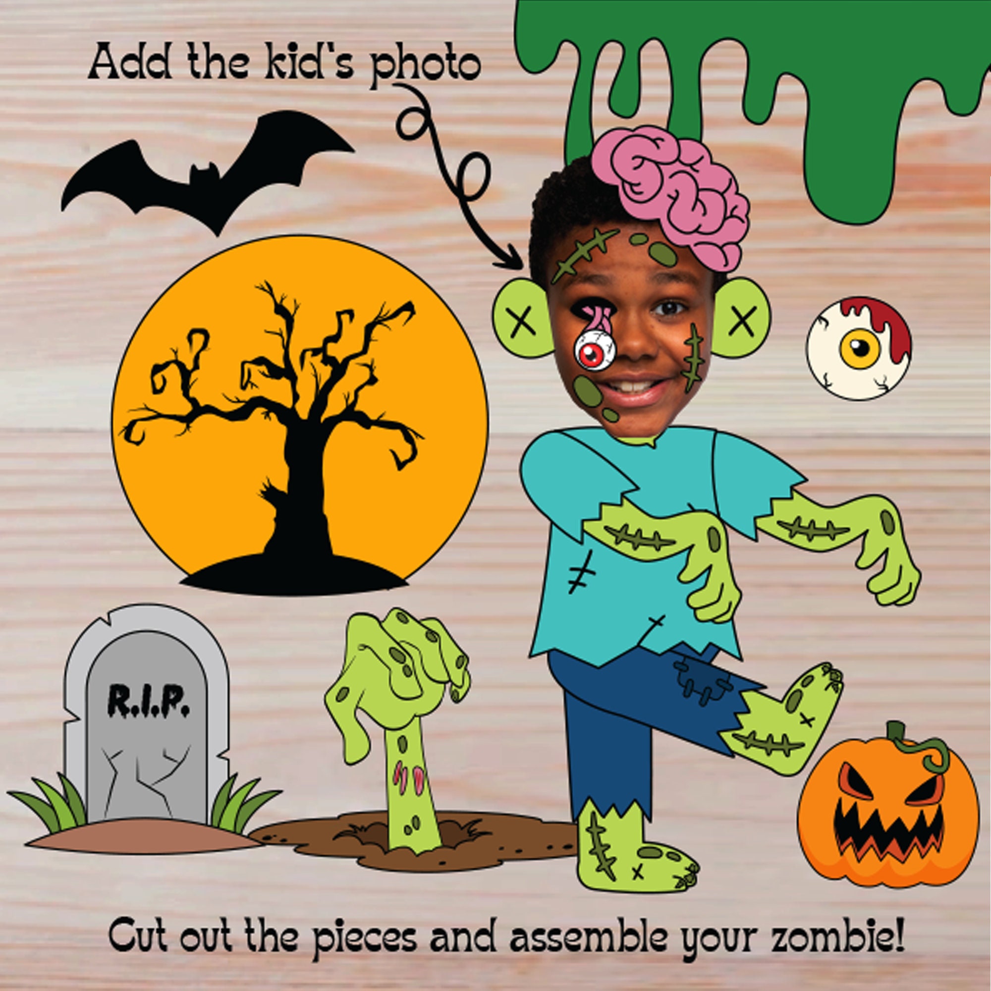 Build-a-zombie Face Photo Craft Halloween Craft for Bulletin Board ...