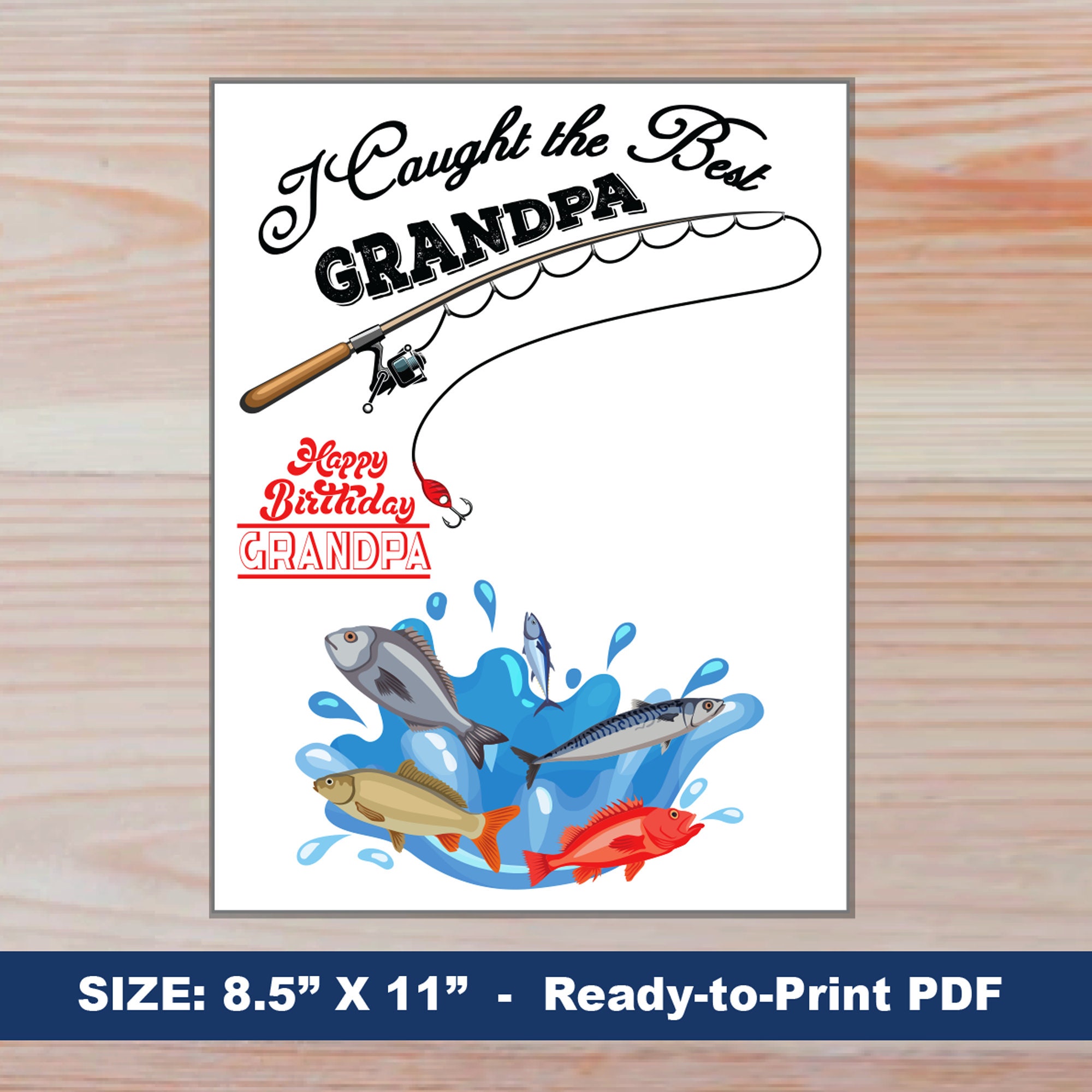 Grandpa's Birthday Handprint Art | Fishing | Happy Birthday Gift ...