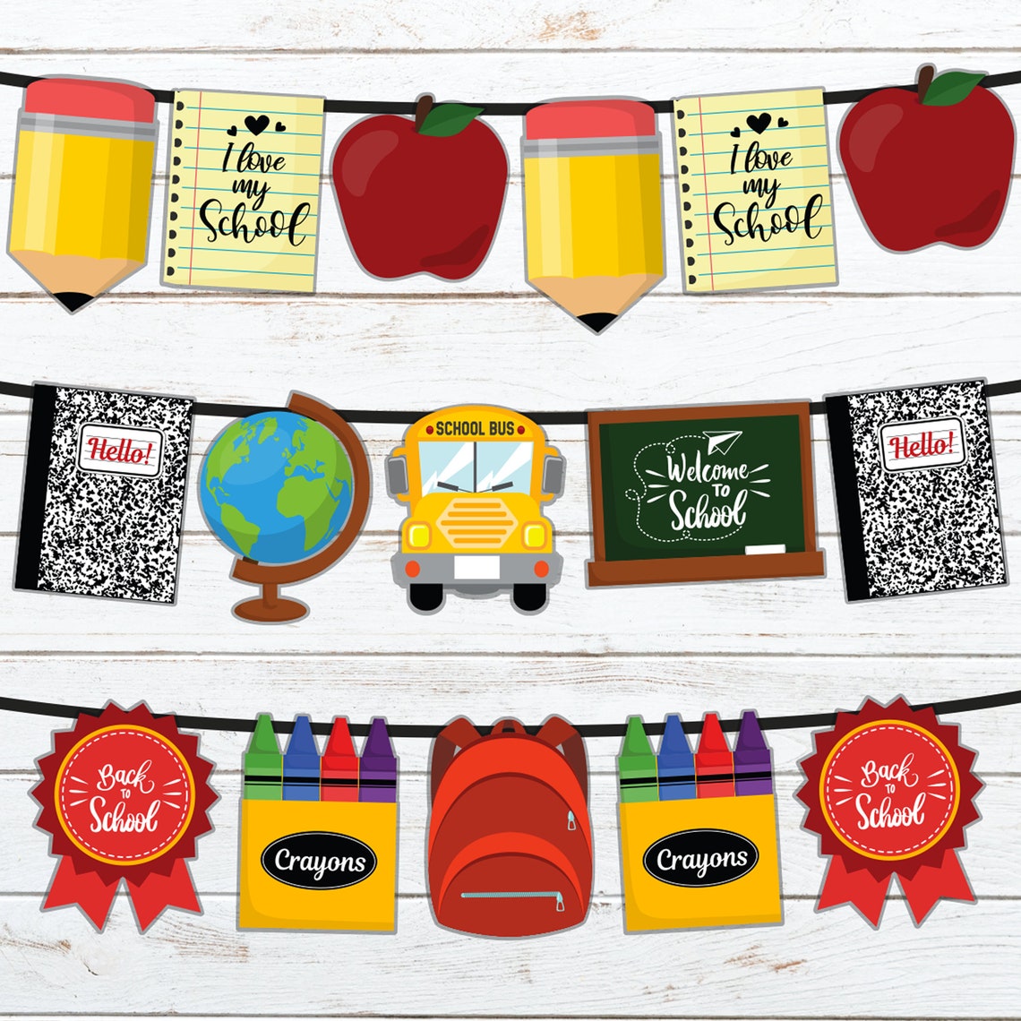 School Theme PRINTABLE Banner Back to School Garland Pennant - Etsy