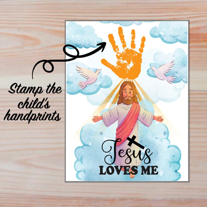 Religious Christian Handprint Art Jesus Loves Me Bible Handprint Crafts ...