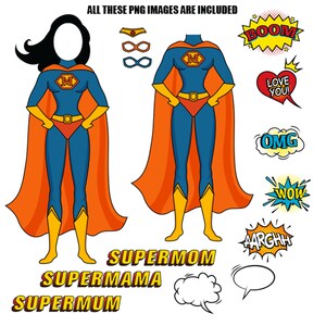 Supermom Add Your Own Photo Picture | PNG Super Mom Clipart | Crafts or ...