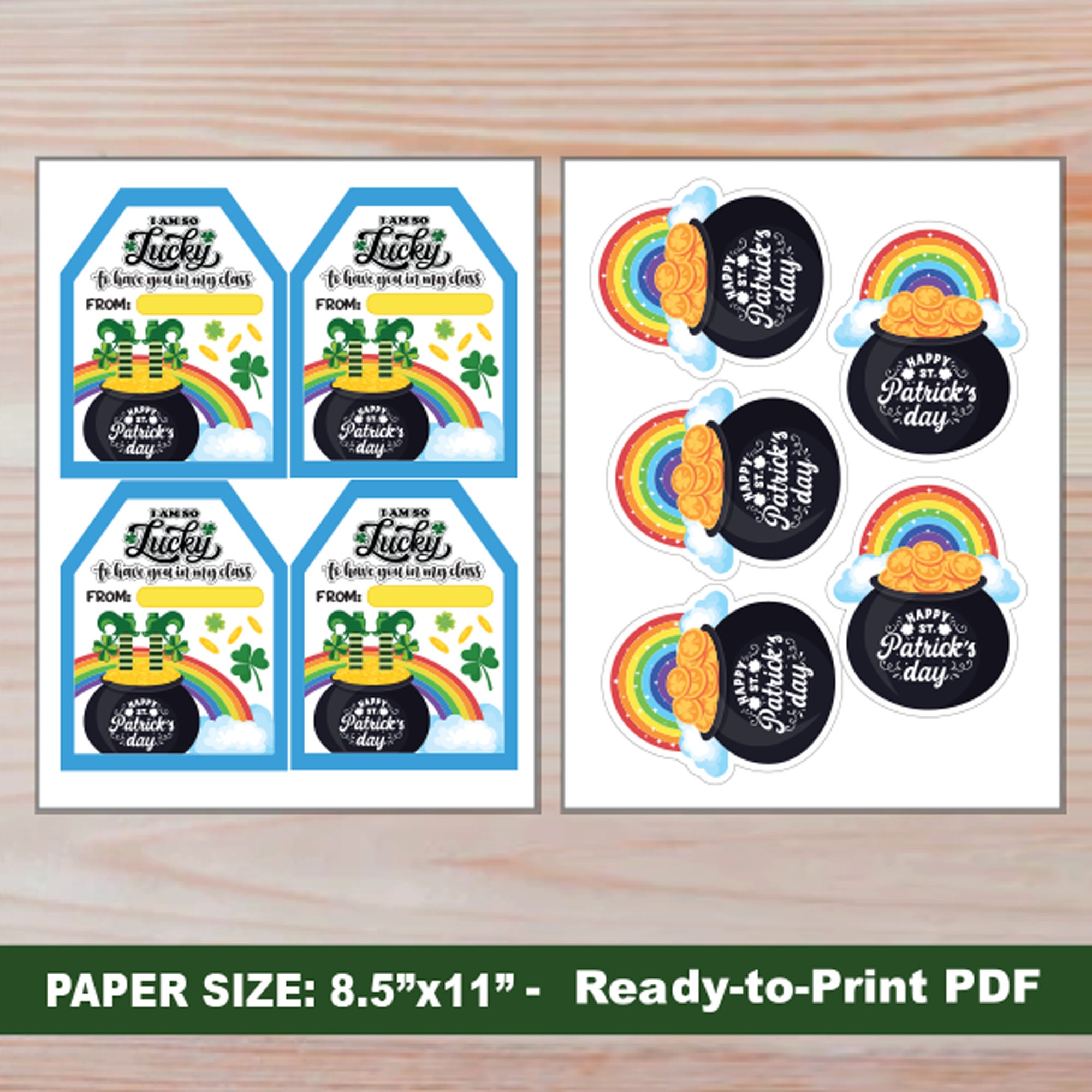 PRINTABLE St Patricks Day Gift Tags and Cards Pot of Gold Leprechaun ...