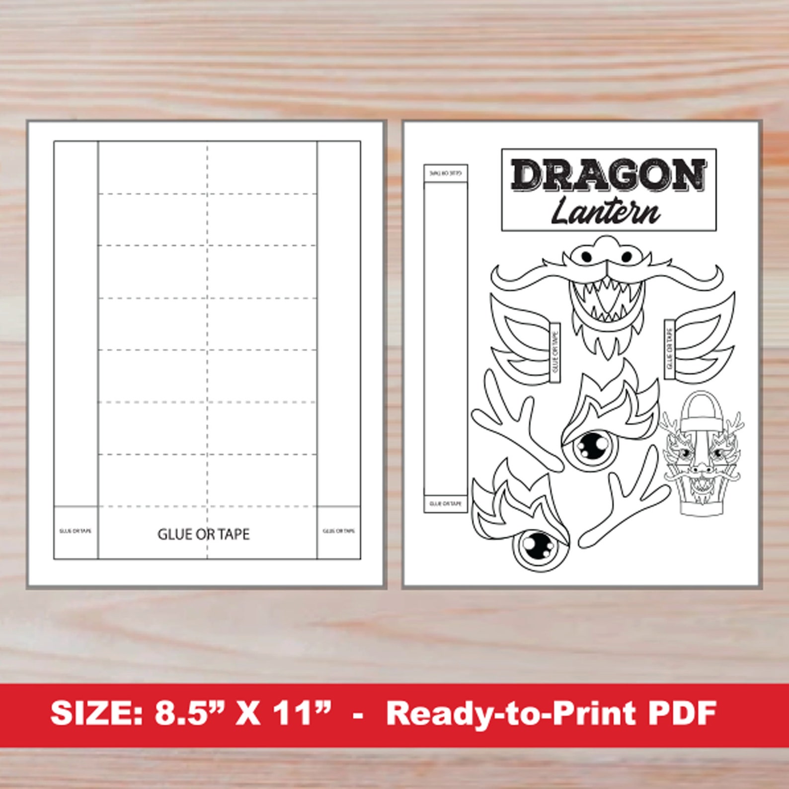 Dragon Paper Lantern Crafts | Chinese New Year PRINTABLE Year of the ...
