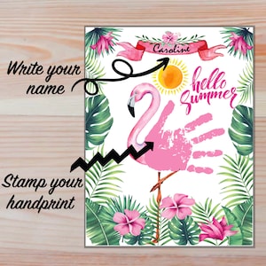 Flamingo Handprint Art | Summer Crafts | PRINTABLE Handprint Keepsake ...