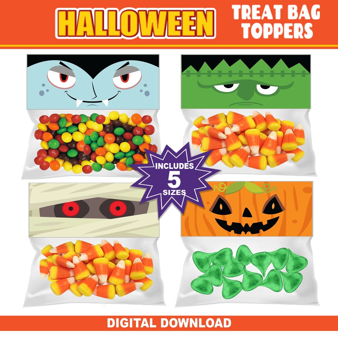 Printable Halloween Treat Bag Topper BUNDLE | Vampire Frankie Pumpkin ...