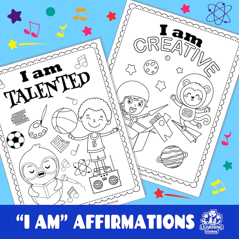 Positive Affirmations Coloring Pages for Kids i Am Affirmation for Kids ...