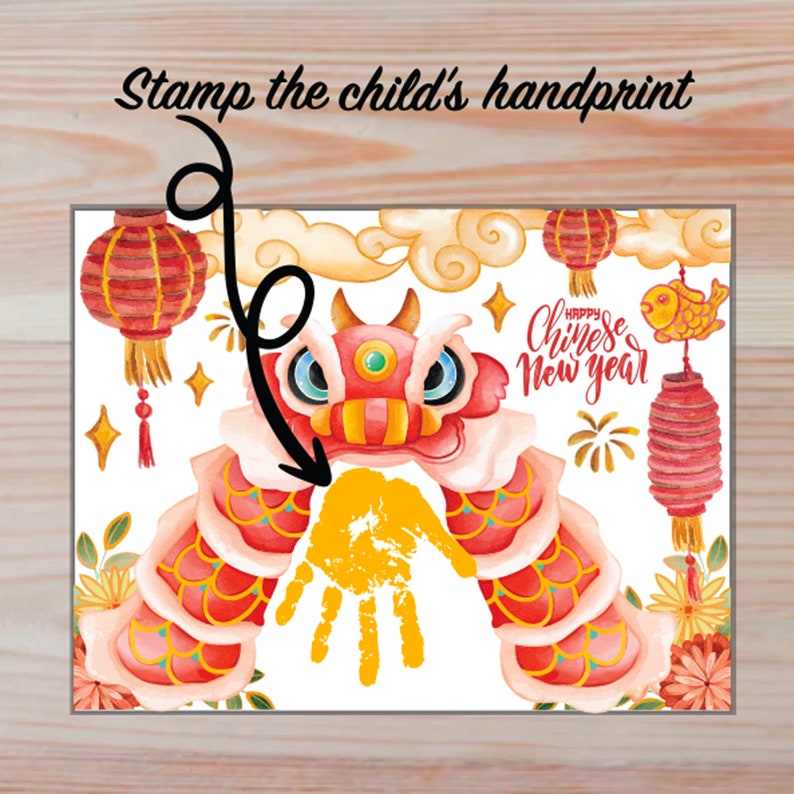Chinese New Year Handprint Art Lion Dance Handprint Craft Lunar New ...