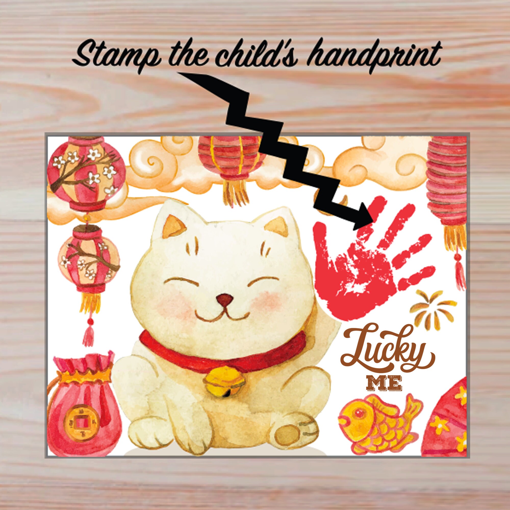Maneki Neko Lucky Cat Handprint Craft Chinese New Year Handprint Art ...