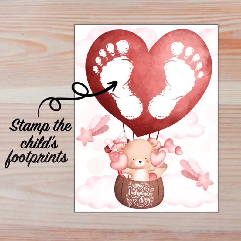 Valentine’s Day Footprint Art | PRINTABLE Valentines Footprint Craft ...
