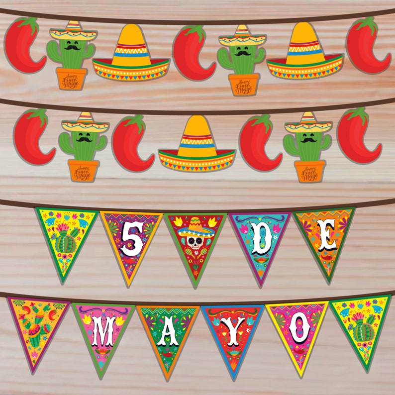 Cinco De Mayo Printable Banner Mexico Fiesta Pennant | Etsy