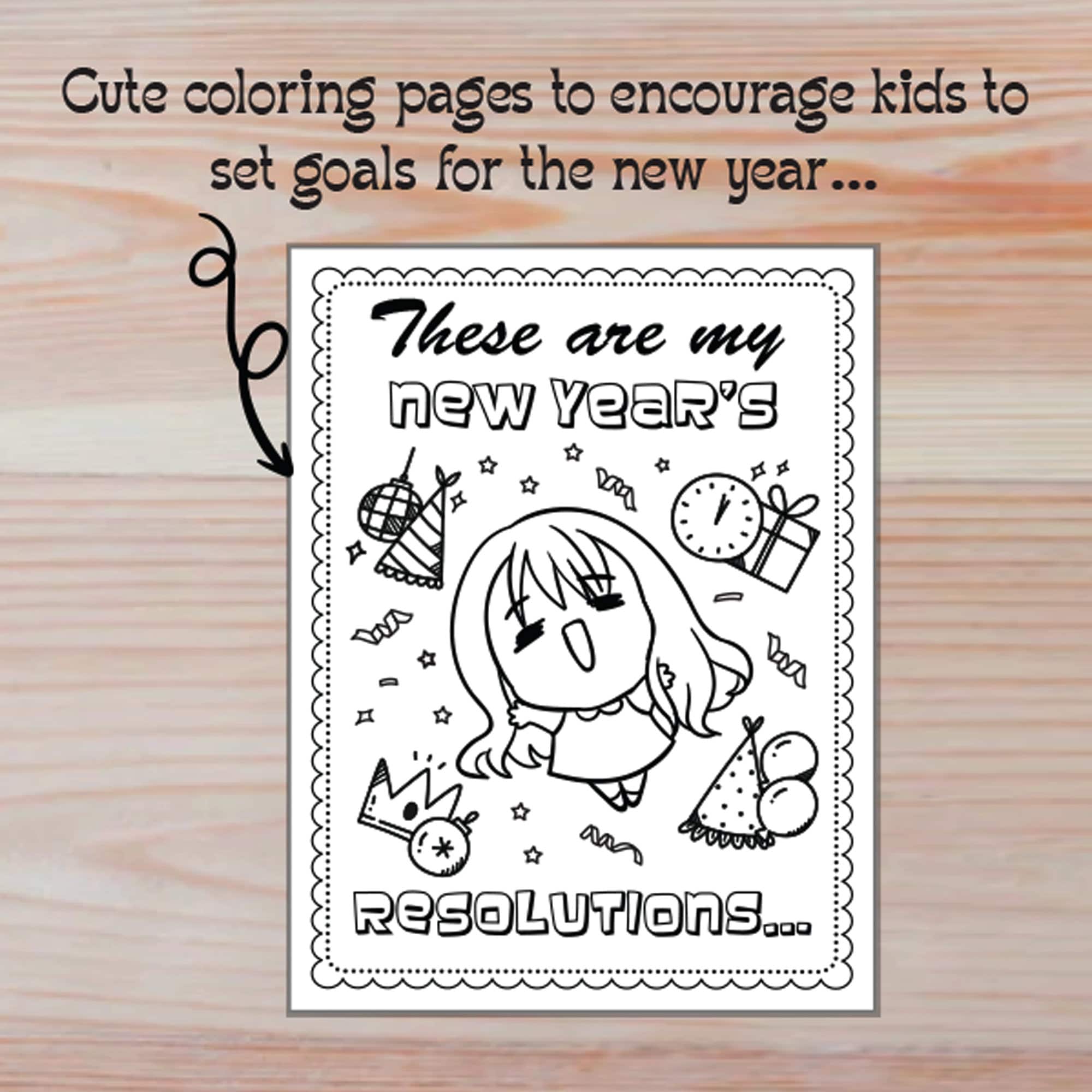 New Year's Eve Coloring Pages for Kids New Years Resolutions PRINTABLE ...