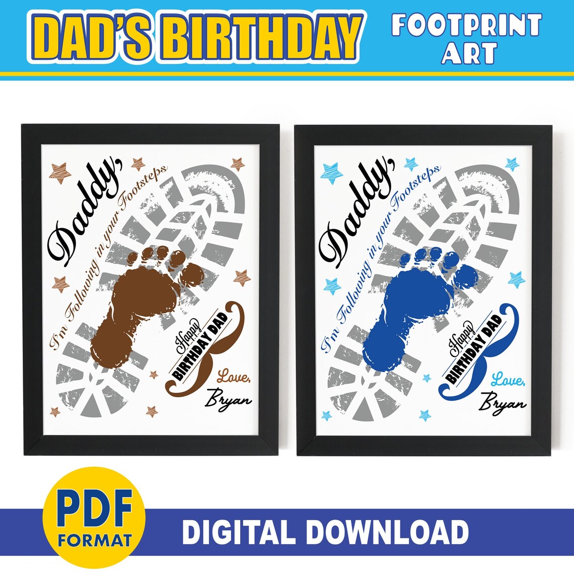 Dad’s Birthday Footprint Art | Footsteps | Happy Birthday Gift From Son ...