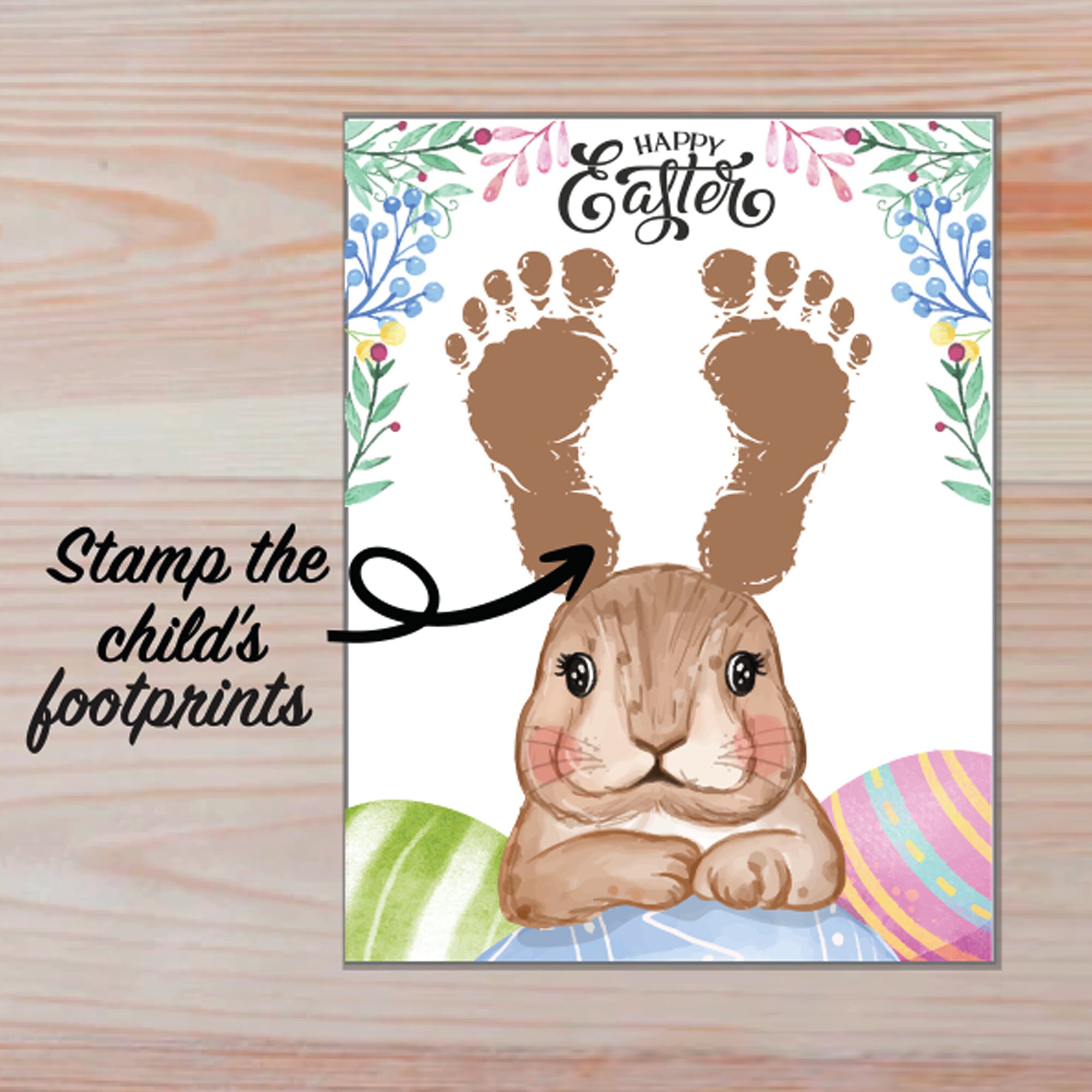 Easter Footprint Art PRINTABLE Easter Bunny Ears Handprint Footprint ...