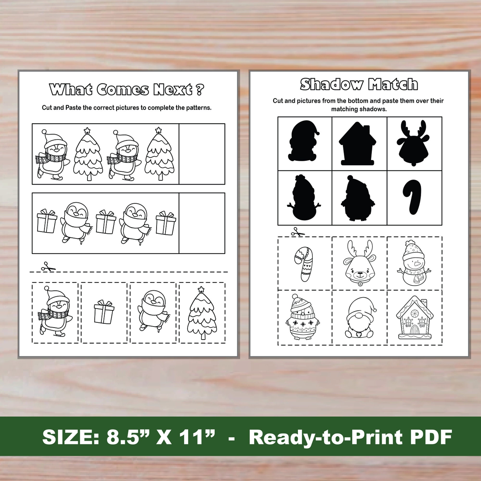 Christmas Cut and Paste Worksheets PRINTABLE Scissor Skills - Etsy
